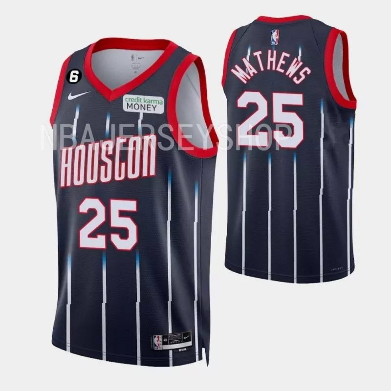 Houston Rockets #25 Garrison Mathews navy 2022 23 city edition ...